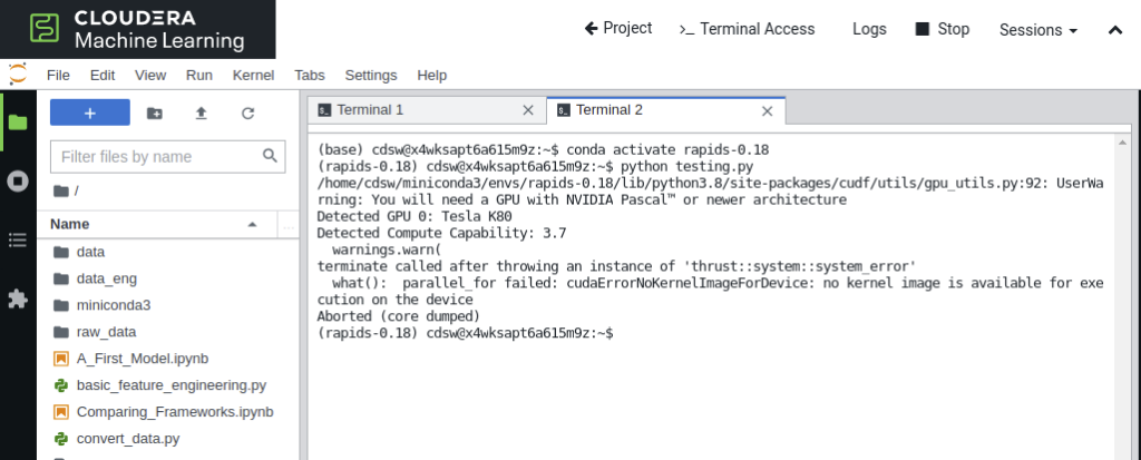 NVIDIA RAPIDS in Cloudera Machine Learning | Blog | Cloudera